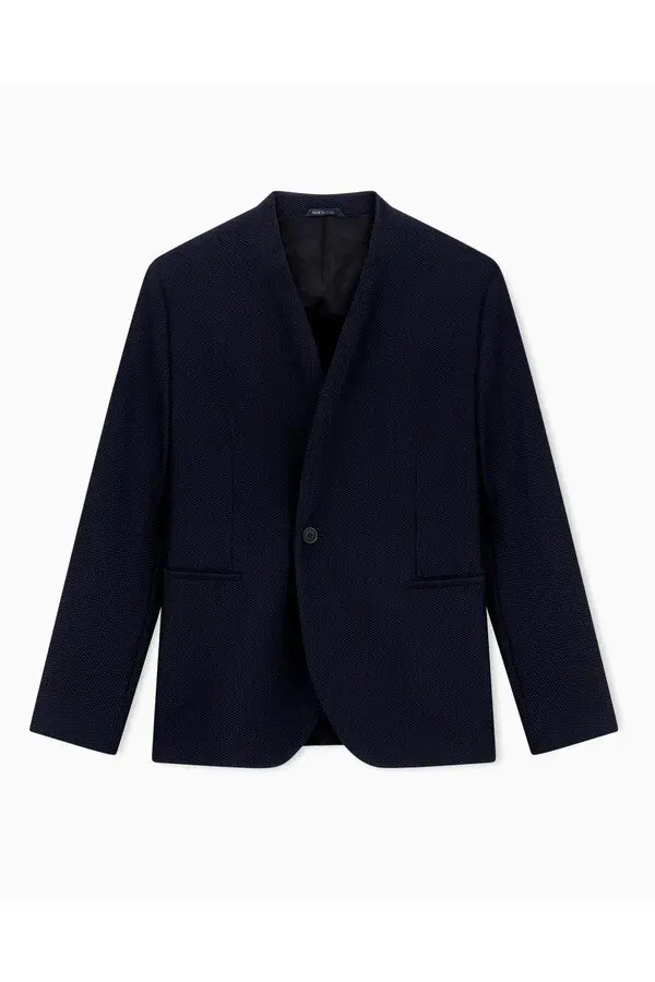 Giorgio Armani Single-breasted Technical Waffle Jacket
