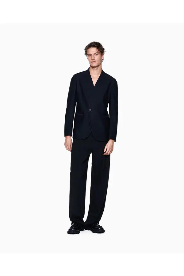 Giorgio Armani Single-breasted Technical Waffle Jacket