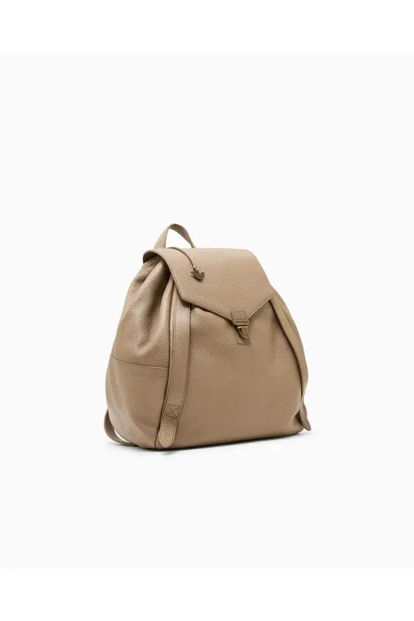 Emporio Armani Asv Icon Pebbled Leather Backpack - Brown