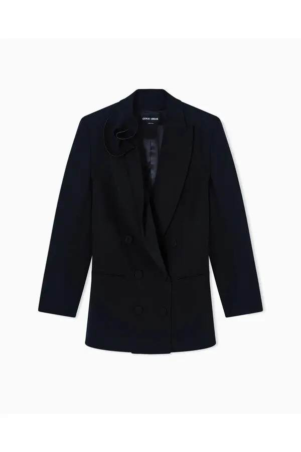 Giorgio Armani Silk Cady Double-breasted Jacket With Rose Detail