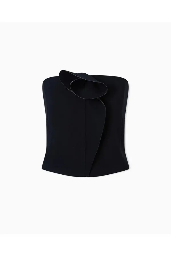 Giorgio Armani Silk Cady Bustier Top With Rose Detail