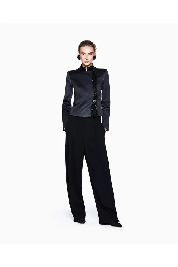 Giorgio Armani Silk Cady Pleated Trousers