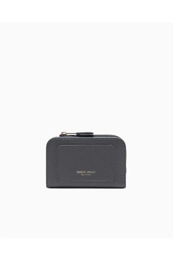 Giorgio Armani Pebbled Leather Bifold Wallet - Grey