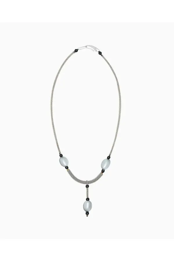 Giorgio Armani Necklace With Brass, Resin And Glass Pendants - Grey