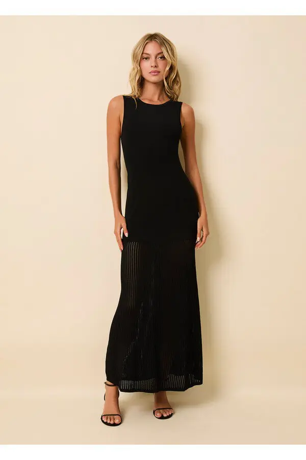 Solid & Striped Lucerne Pointelle Maxi Dress - Black