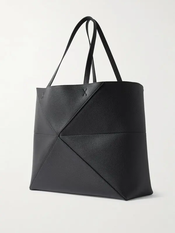 Loewe Puzzle Fold Horizontal Large Textured-leather Tote - Black