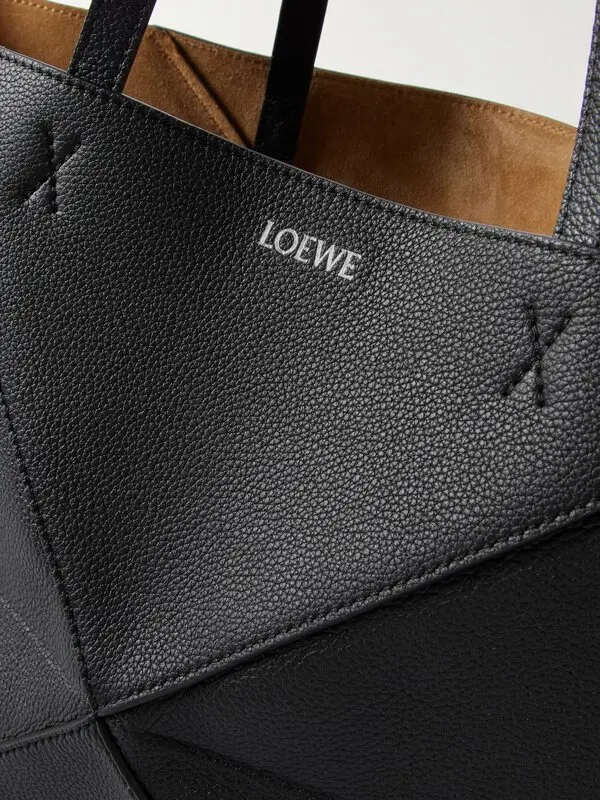 Loewe Puzzle Fold Horizontal Large Textured-leather Tote - Black