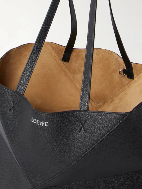 Loewe Puzzle Fold Horizontal Large Textured-leather Tote - Black