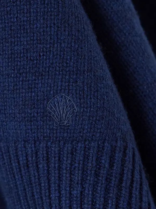 Loulou De Saison Bruzzi Cropped Wool And Cashmere-blend Sweater - Navy