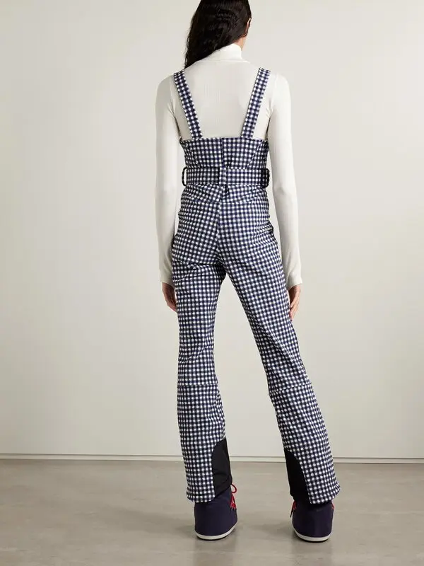 Cordova Gingham Seersucker Ski Salopettes With Belt - Blue