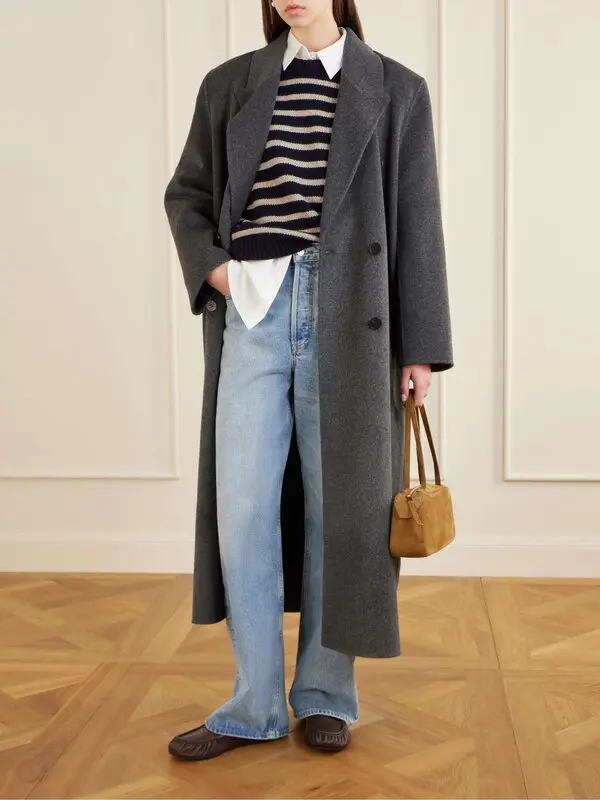 ALLUDE Striped Wool And Cashmere-blend Sweater