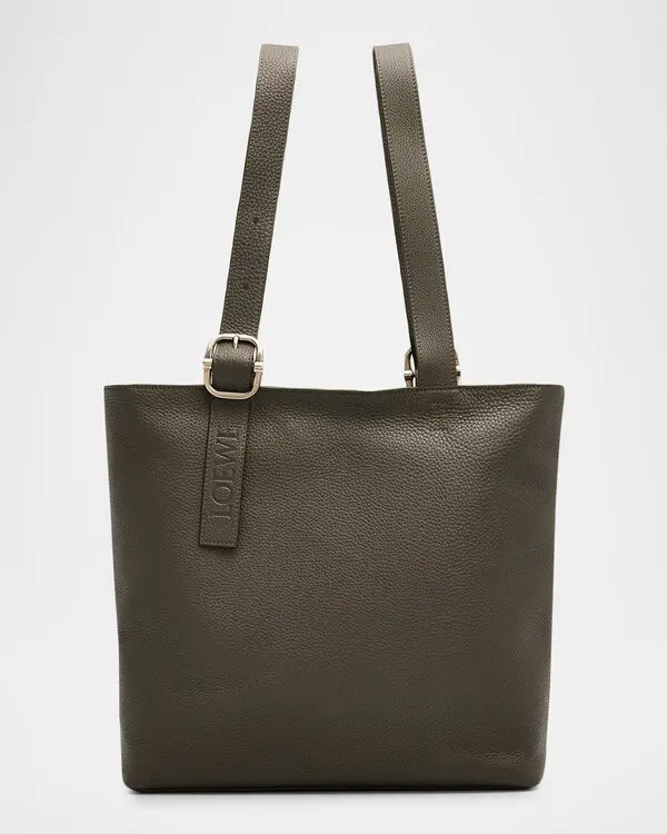 Loewe Loop Zipped Leather Tote - Dark Khaki