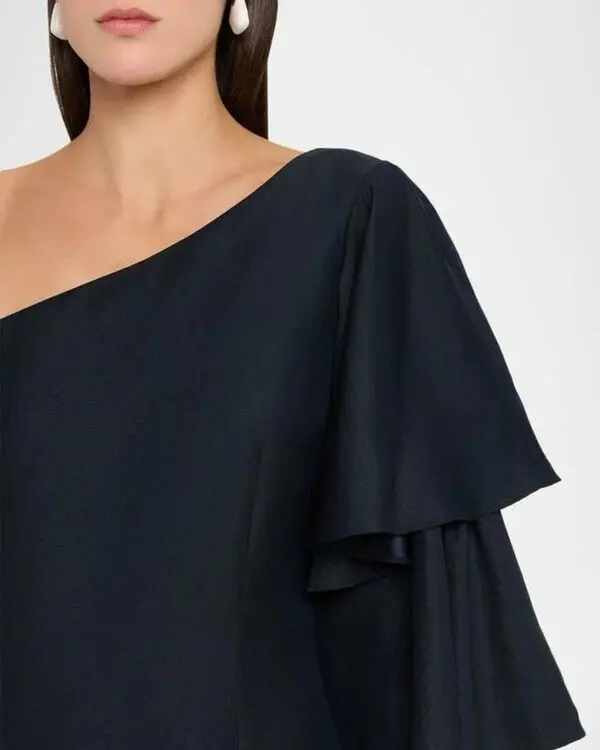 Rosie Assoulin Bidi Bidi Bom Bom Tiered-sleeve Cocktail Dress - Black