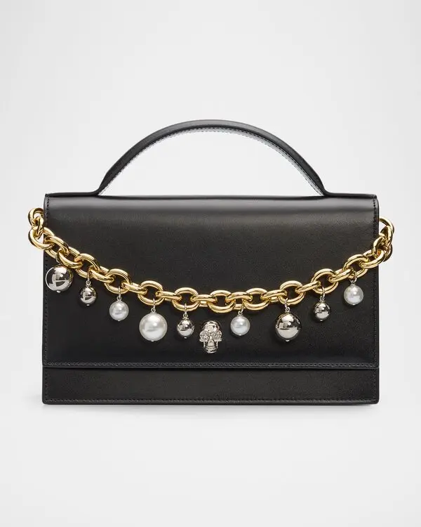 Alexander McQueen Chain-embellished Skull Shoulder Bag - Black