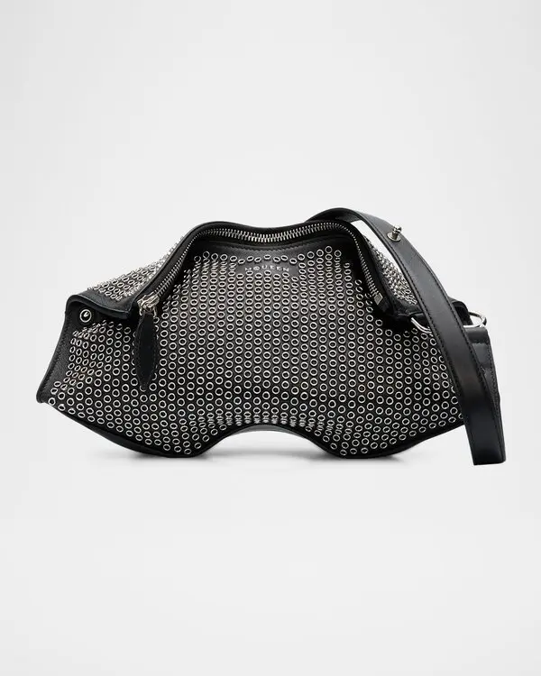 Alexander McQueen Manta Eyelet-covered Leather Clutch - Black