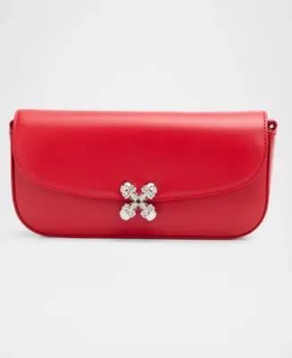 Alexander McQueen Skull Flower Leather Shoulder Bag - Dark Red