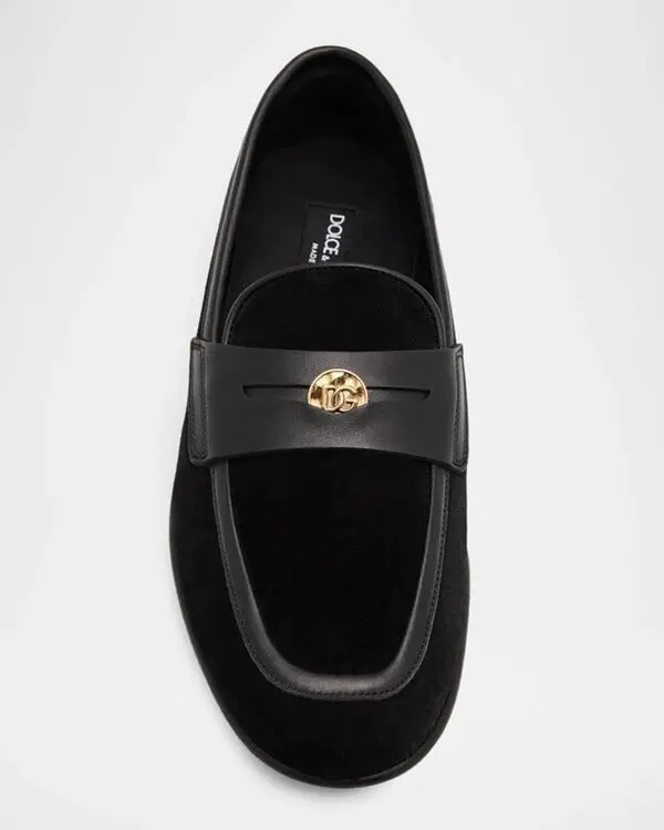 Dolce & Gabbana Split Calfskin Penny Loafers - Nero