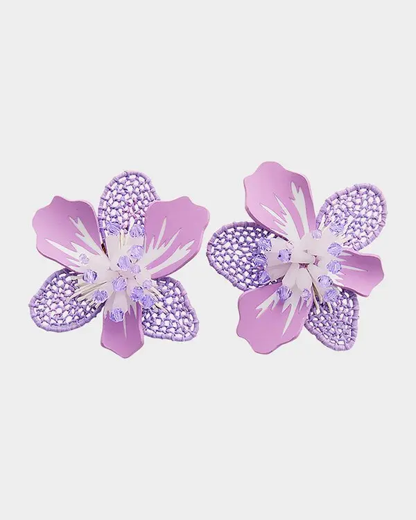 Oscar De La Renta Dreamcatcher Flower Earrings - Lilac