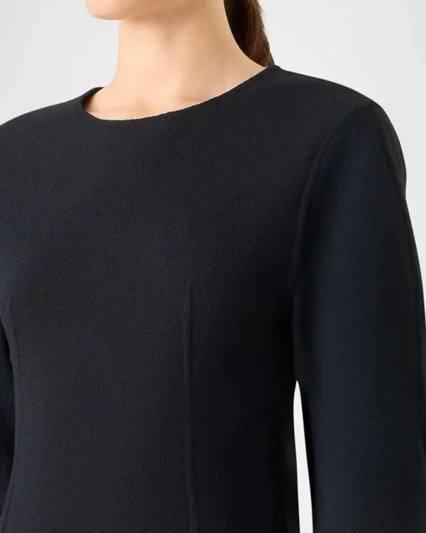Akris Wool Crepe Long-sleeve Mini Dress