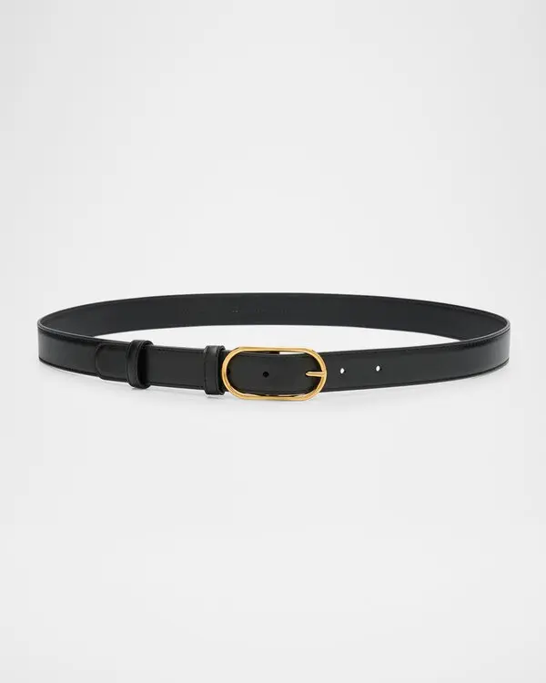 Dolce & Gabbana Calfskin Leather Belt With Oval Buckle - Nero