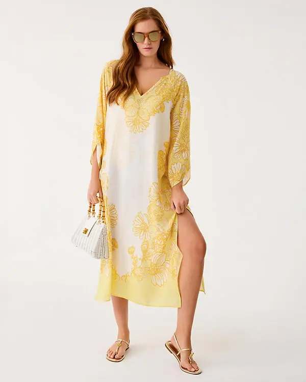 Lilly Pulitzer® Tialah Maxi Caftan Cover-up - Golden Glow Juicy Story Engineered Coverup