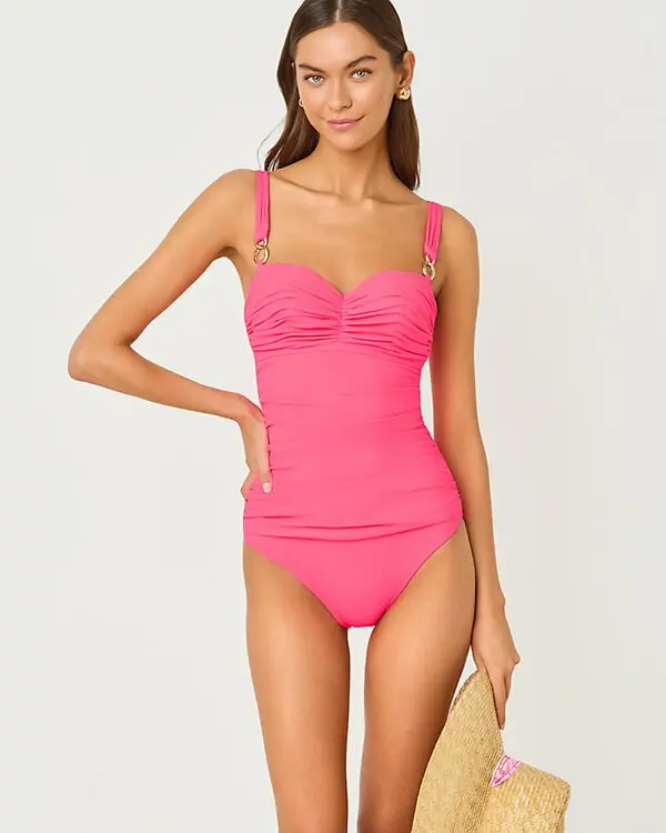 LILLY PULITZER Shirred One-piece Swimsuit - Cherry Blossom Pink