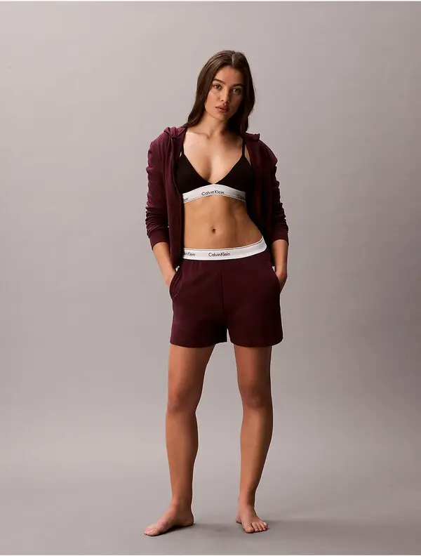 Calvin Klein Icon Cotton Terry Sleep Shorts - Dark Berry