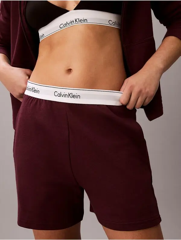 Calvin Klein Icon Cotton Terry Sleep Shorts - Dark Berry