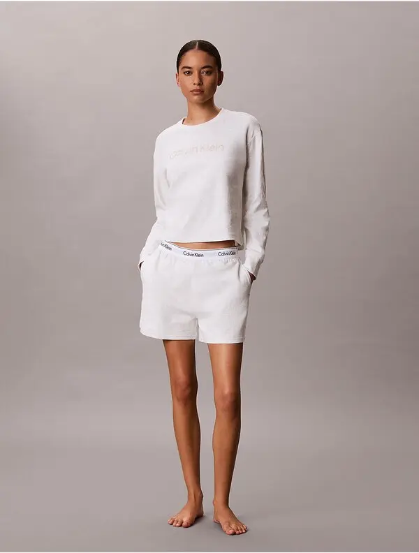 Calvin Klein Icon Cotton Terry Sleep Shorts - Snow Heather