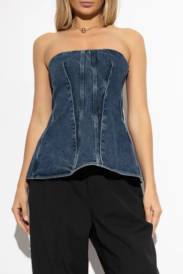AGOLDE Strapless Denim Top - Blue