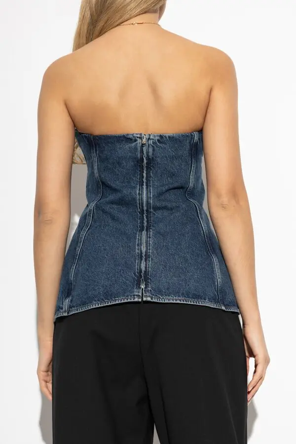 AGOLDE Strapless Denim Top - Blue