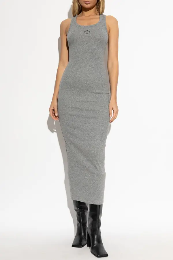 Vetements Mid-calf Ribbed Knit Strap Dress - Grey