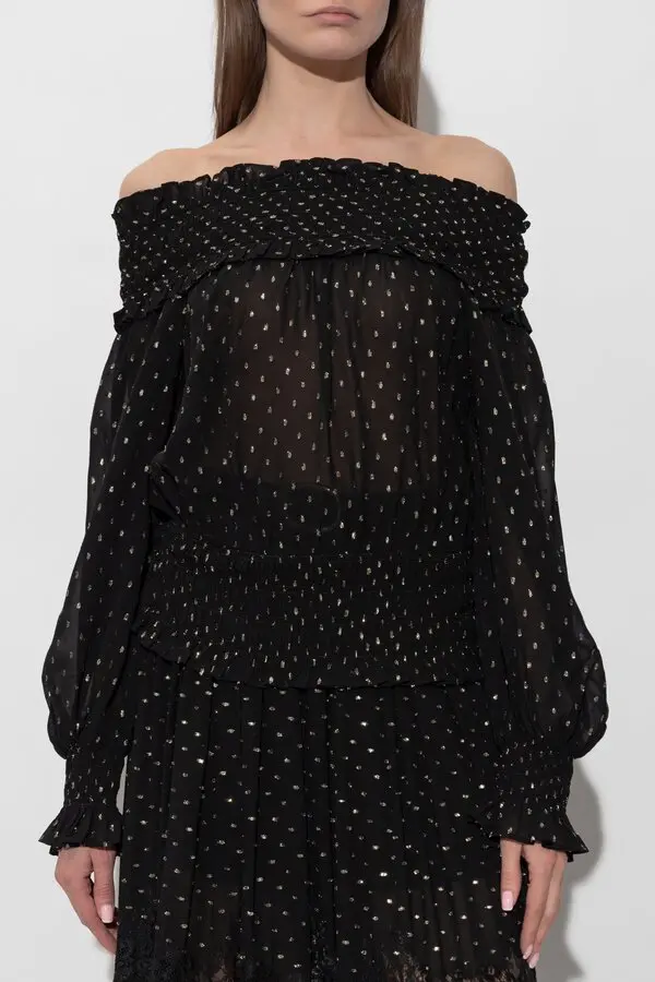 SELF-PORTRAIT Lurex Thread Top - Black