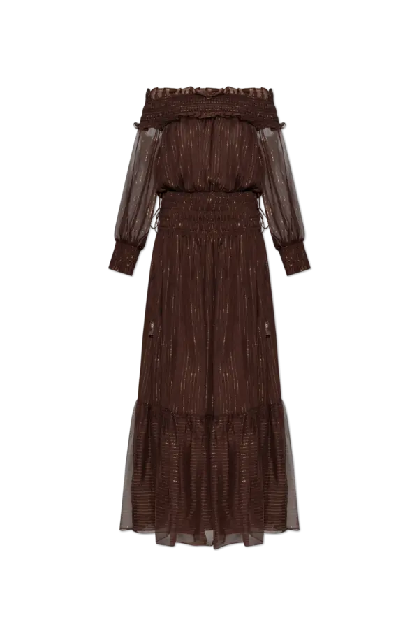 SELF-PORTRAIT Lurex Thread Dress - Brown