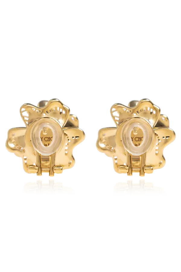 JIMMY CHOO Brass Floral Rosette Earrings