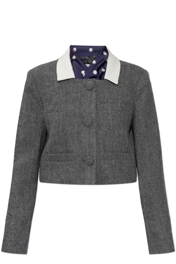 SELF-PORTRAIT Blazer With Detachable Scarf - Grey