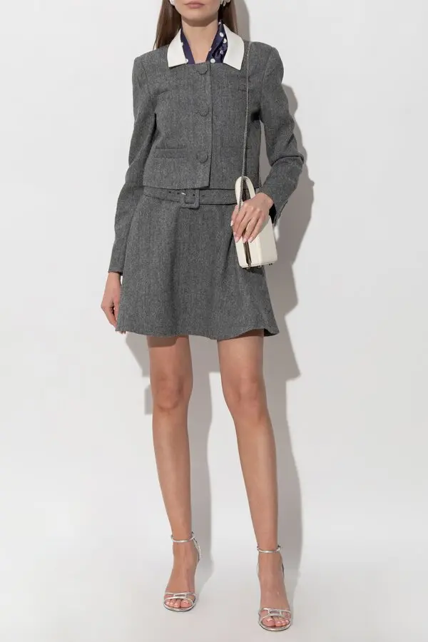 SELF-PORTRAIT Blazer With Detachable Scarf - Grey