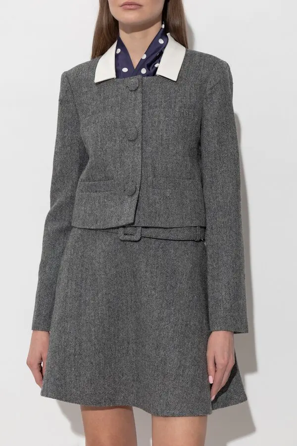 SELF-PORTRAIT Blazer With Detachable Scarf - Grey