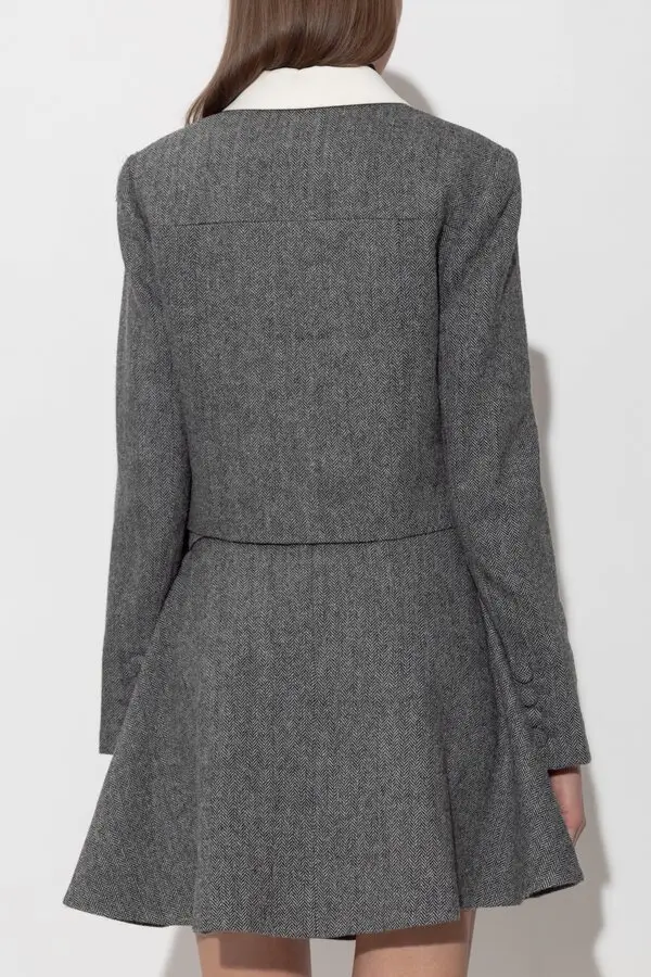 SELF-PORTRAIT Blazer With Detachable Scarf - Grey