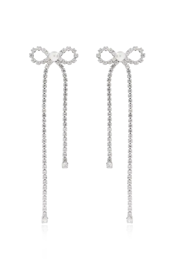 SELF-PORTRAIT Long Earrings With Crystals - Silver