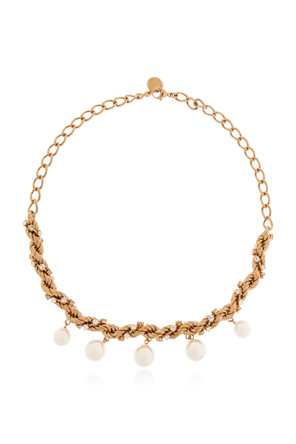 Marni Short Necklace With Crystals And Pearls - Gold