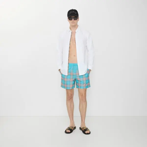 Burberry Gradient Check Swim Shorts - Atom Blue
