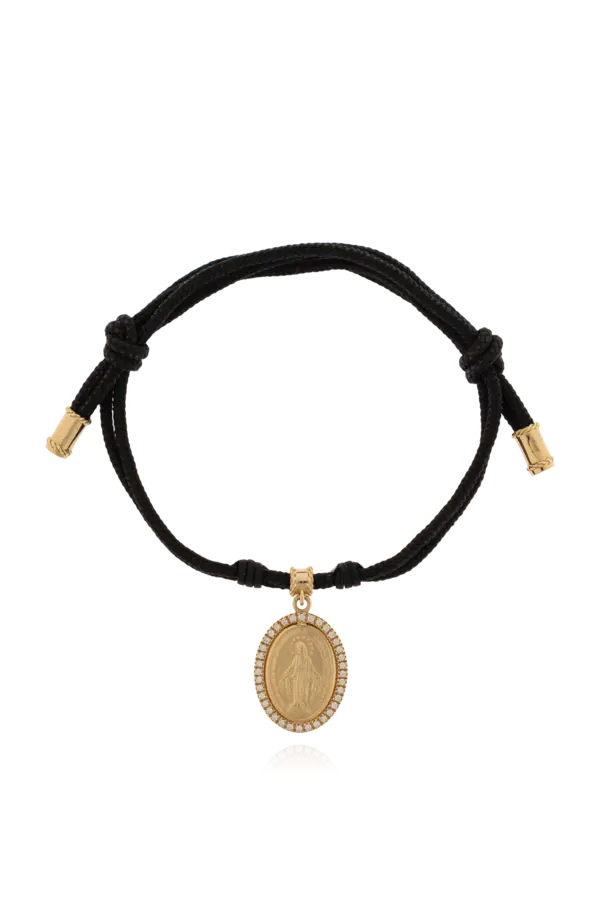 Dolce & Gabbana Bracelet With Gold Pendant - Black
