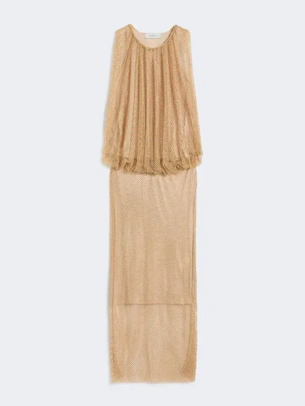 Max Mara Sleeveless Jersey Dress With Crystal Embellishments - Camel