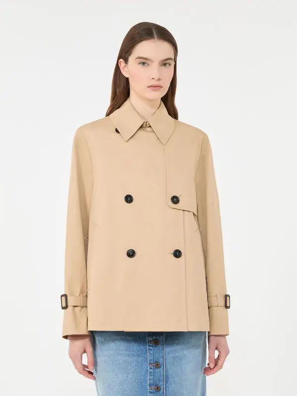 Max Mara Cropped Water-repellent Gabardine Trench Coat - Beige