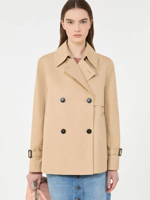 Max Mara Cropped Water-repellent Gabardine Trench Coat - Beige