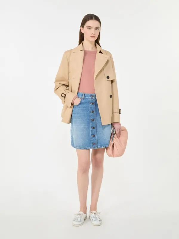 Max Mara Cropped Water-repellent Gabardine Trench Coat - Beige