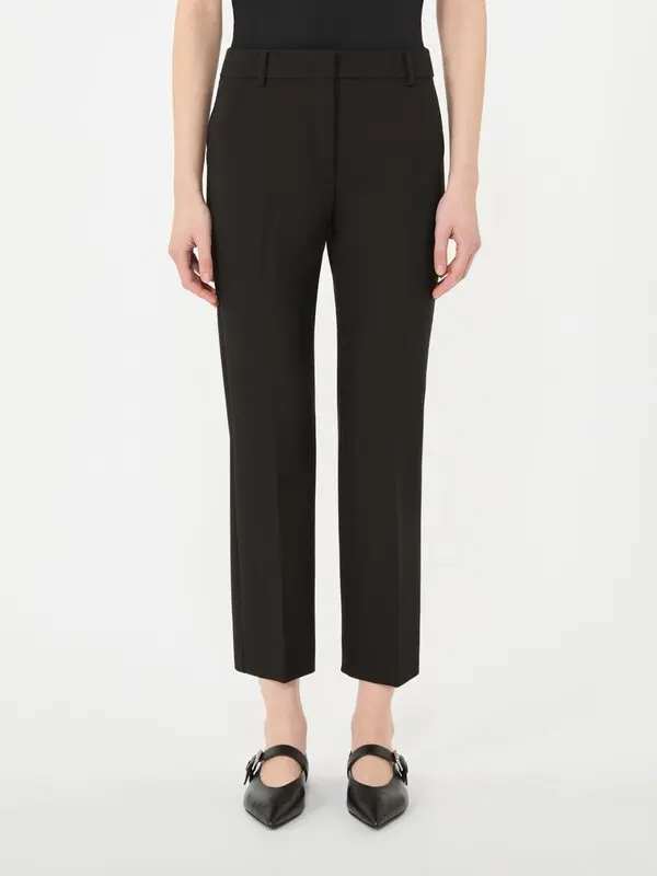Max Mara Cropped Viscose Canvas Trousers - Black