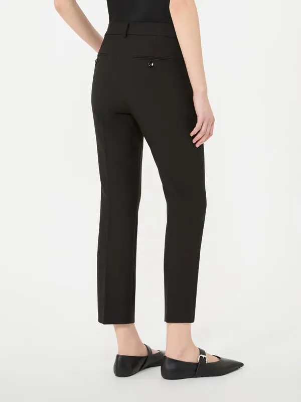Max Mara Cropped Viscose Canvas Trousers - Black