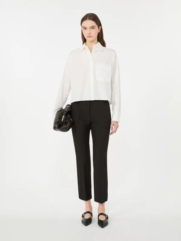 Max Mara Cropped Viscose Canvas Trousers - Black